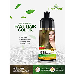 Herbishh Hair Color Shampoo - Magic Gray Hair Dye, Long-Lasting 3-in-1 Coloring Formula, 500ml, Ammonia-Free (Linen)