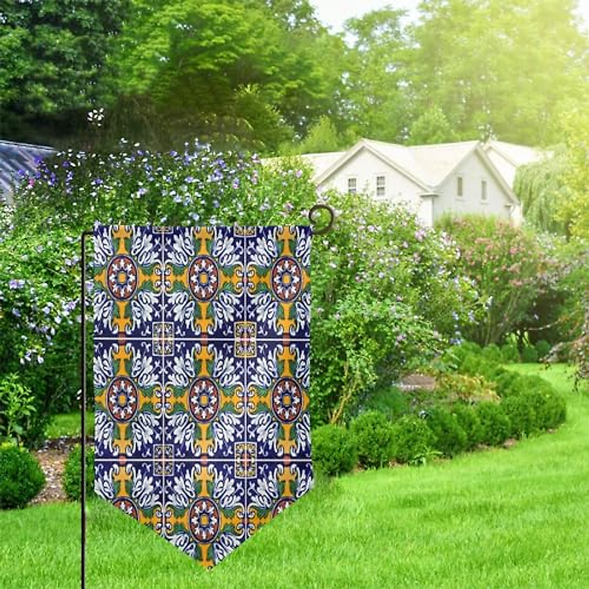 Mexican Talavera Tile Pattern Premium Garden Flags - Garden Decoration Flags/Yard Decoration Flags/Outdoor Garden Flags/Two Shapes Available