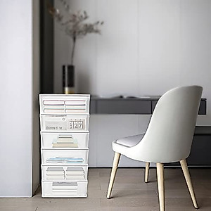 6-Layer Rolling Storage Cart and Organizer Plastic Drawer Cabinet Shelf with Wheels Transparent Drawers Mobile Storage Rack Tower for Offices Hallway Closet Kitchen 19.7x13x43in (White)