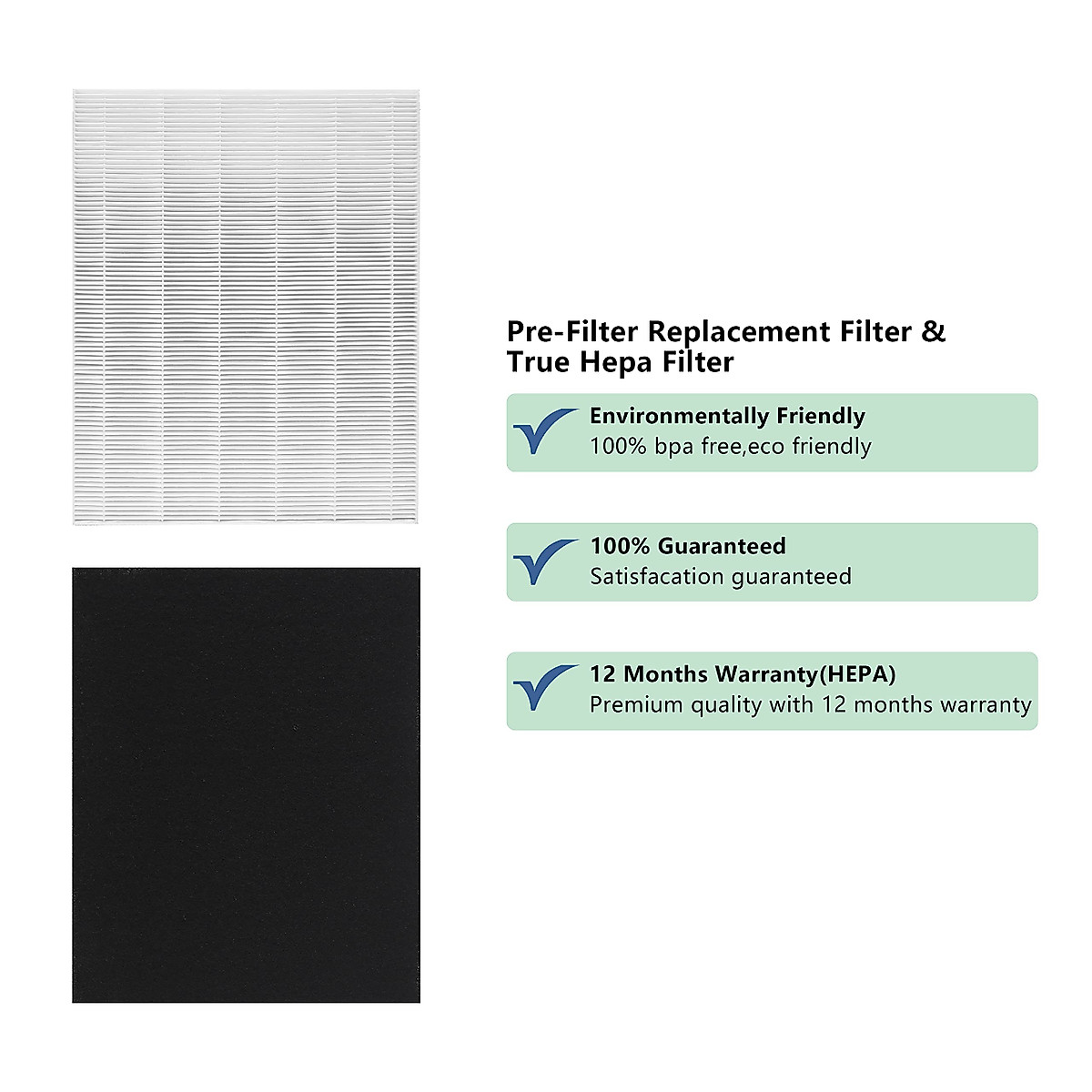 D480 True HEPA Replacement Filter D4, Compatible with D480 Air Purifier, Compare to D4 Filter, 2 H13 Grade True HEPA and 8 Activated Carbon Filters, Item Number 1712-0100-00