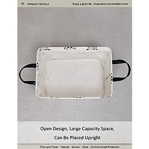 ONOEV Rectangular Folding Laundry Basket,Canvas Basket,Nersury Hamper,Suitable for Children,Office,Bedroom,Clothes,Toys Storage (REC Cow), 14.9’’L ×10.2’’W×9.05’’H inches