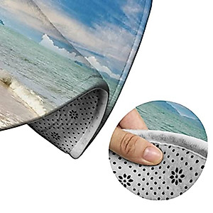 Luxury Soft Round Area Rug Home Decor for Bedroom Living Room Office, Ocean Beach Starfish Seashells Nature Starfish Shells, Fashion Throw Rug Circle Carpet, 2ft Diameter