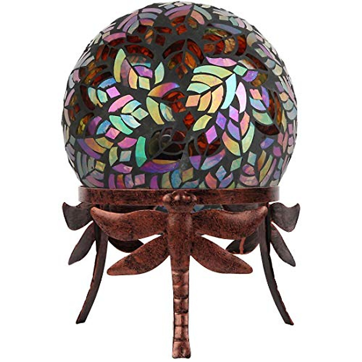 Lily's Home Metal Gazing Ball Stand for 10 or 12 inch Metal and Glass Garden Gazing Globes. 5.5" Tall (Dragonfly)