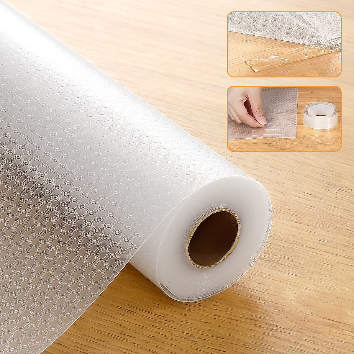 Kitchen Cabinet Liner Shelf Liner, Clear Kitchen Drawer Liner Non Slip Refrigerator Liners Cabinet Liners for Shelves Washable & Oil-Proof Drawer Liners for Kitchen 17.7 Inches x 16 FT