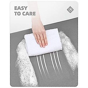 Color G Kitchen Rugs Set 2 Piece Kitchen Runner, Floor Mat, Cushioned Anti Fatigue Non Skid Waterproof Comfort Standing Kitchen Rug, 17"x29"+17"x59", Grey