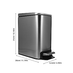 TOKIDNY Small Trash Can Garbage Can with Lid Trash Bin Bathroom Trash Can with Lid Bath Trash Can with Lid Garbage Can for Bathroom Foot Pedal Trash Can Step Trash Can Stainless Steel