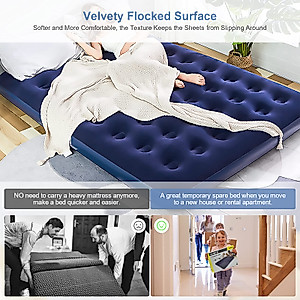 Giftway Queen Camping Air Mattress Inflatable Air Bed - Inflatable Air Mattresses with Flocked Top Foldable Blow Up Bed for Camping Tent/Guest/Travelling - Housewarming Gifts for Women/Men/Kids