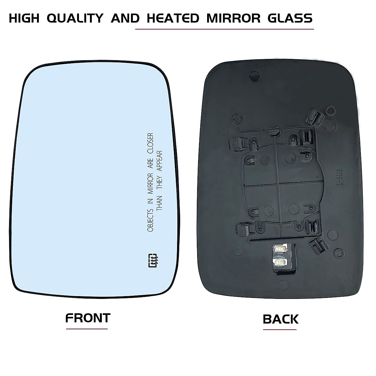 Passenger Right Side Heated Mirror Glass Replacement for 2009-2018 Dodge Ram 1500 2500 - Side View Heated Convex Mirror Glass with Rear Holder, Replace 68079363AA, 68050299AA