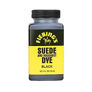Fiebing's Black Suede Dye (4oz) - Dyes, Brightens and Restores Suede and Roughout Leather Shoes - Remains Flexible When Dry, Won't Crack or Peel - Dye is Permanent and The Applicator is Included