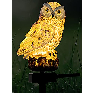 NBLJF Owl Outdoor Solar Lights Garden Decorative Resin Animal Sculpture for Lawn-Yard-Patio-Pathway Multi-Purpose Figurine Lights & Garden Decor
