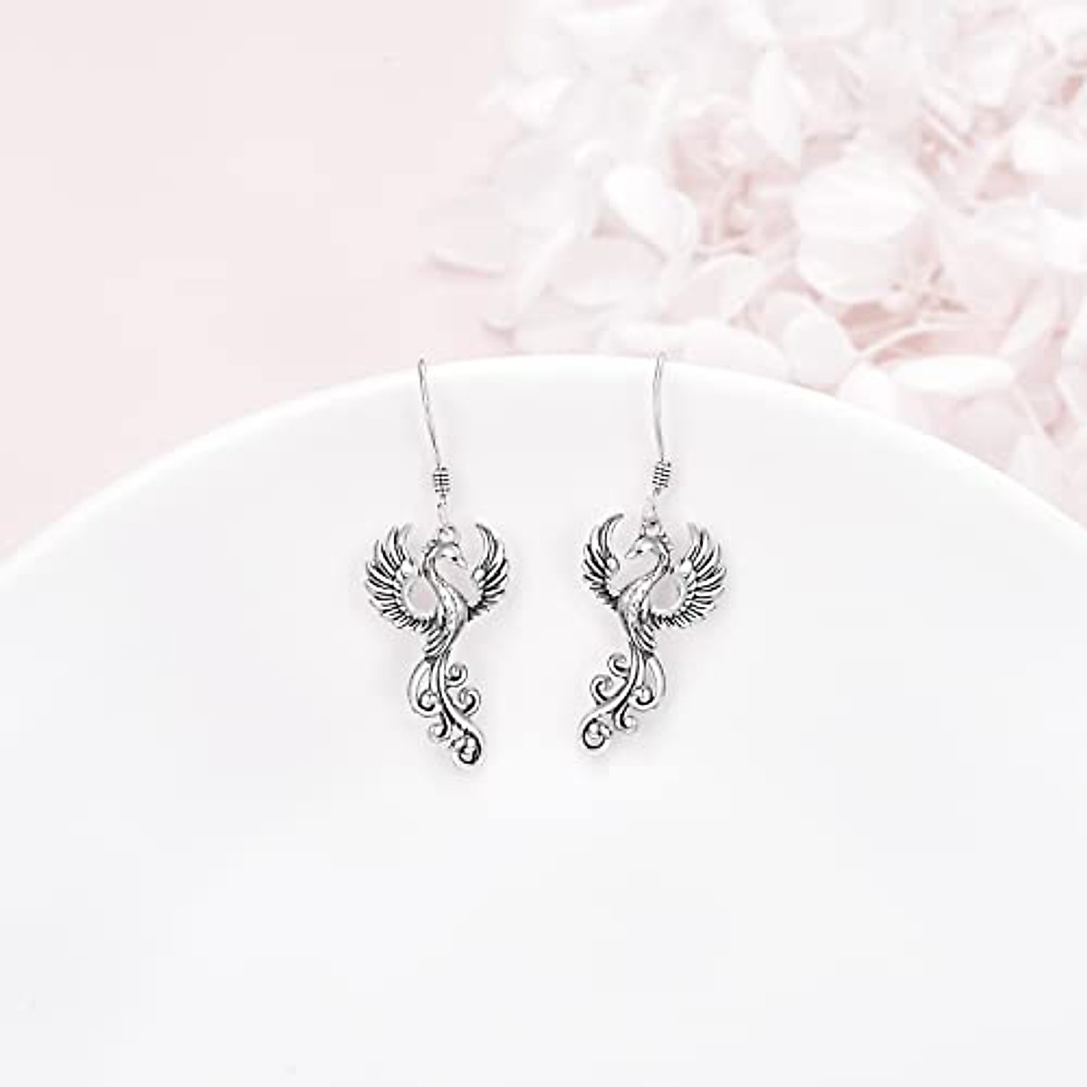 Yafeini Rising Phoenix Dangling Earrings 925 Sterling Silver Bird Phoenix Earrings Jewelry Gifts for Women