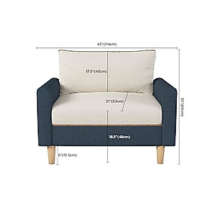 Sunrise Coast Accent Chair 45" Living Room Armchair 1.5 Seater Sofa Upholstered Couches for Living Room