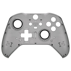 eXtremeRate Clear Black Replacement Faceplate Cover for Xbox One Elite Controller Series 2 (Model 1797), Custom DIY Front Housing Shell Case & Accent Rings for Xbox Elite Series 2 Core Controller
