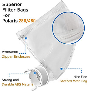 Aikert Pool Cleaner Bag for Polaris 280 Bag Replacement - Pool Cleaner Parts All Purpose Zippered Bags K13 for Polaris 280, 480/2 Pack
