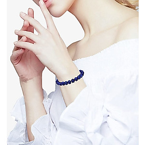 SONNYX 10PCS 8mm Semi-Precious Gemstone Bracelets Set Natural Stone Bracelets for Women Men Round Beaded Adjustable Stretch Crystal Bracelets