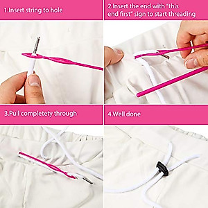 8 Pcs Drawstring Threader Tool Set, 2 Pcs Flexible Drawstring Threader Plastic Drawstring Replacement Tool 2 Pcs Metal Drawstring Threaders 2 Pcs Metal Tweezers and 2 Pcs Cord Locks for Shorts Hoodies