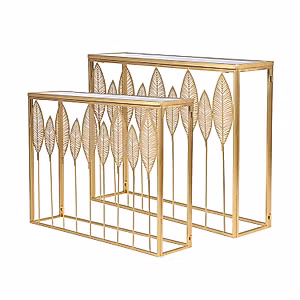 Joveco Console Table Set of 2- Gold Thin Sofa Table- Metal Slim Console Tables Behind The Sofa Couch- Modern Narrow Accent Sofa Tables for Entryway Living Room Hallway and Bedroom
