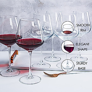 YARYOUNG Red Wine Glasses Set of 6, 20 oz Large Burgundy Wine Glasses, Long Stem Wine Glasses for Wine Tasting, Perfect Ideal for Dinner Party, Wedding, Birthday