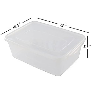 Bblina 4-pack Clear Plastic Latching Storage Box Tote Bins with Lids, 14 Quarts