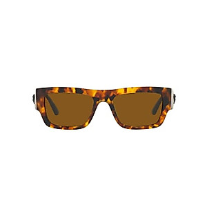 Versace Man Sunglasses Havana Frame, Dark Bronze Lenses, 53MM