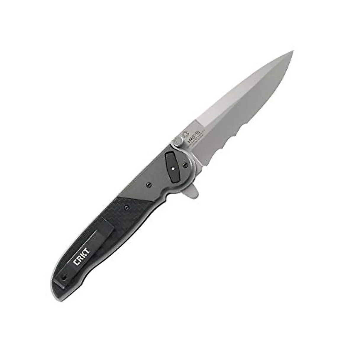 CRKT M40-15 EDC Folding Pocket Knife: Heavy Duty Everyday Carry, Spearpoint Blade with Veff Serrations, Flipper, Deadbolt Lock, Aluminum & GRN Handle, 4-Position Pocket Clip