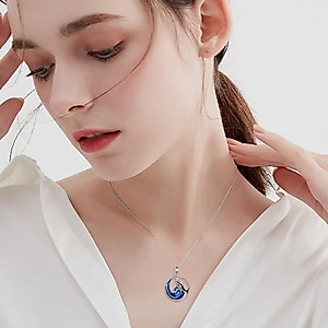 AXELUNA Shark Necklace 925 Sterling Silver Shark Pendant Ocean Jewelry for Women Mother Wife