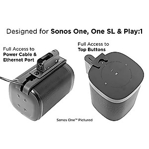 Mount-It! Adjustable Speaker Wall Mount Compatible with SONOS One, One SL and Play:1 Low-Profile, Adjustable Tilt and Swivel Speaker Mount, Single, Black (MI-SB434)