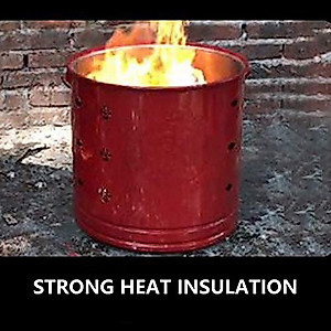 QILIN Stainless Steel Burn Barrel, Garden Incinerator, Steel Fire Cage, with Liner, can Burn Garbage, Paper, Leaves, Five Sizes, Red/Gold/Silver