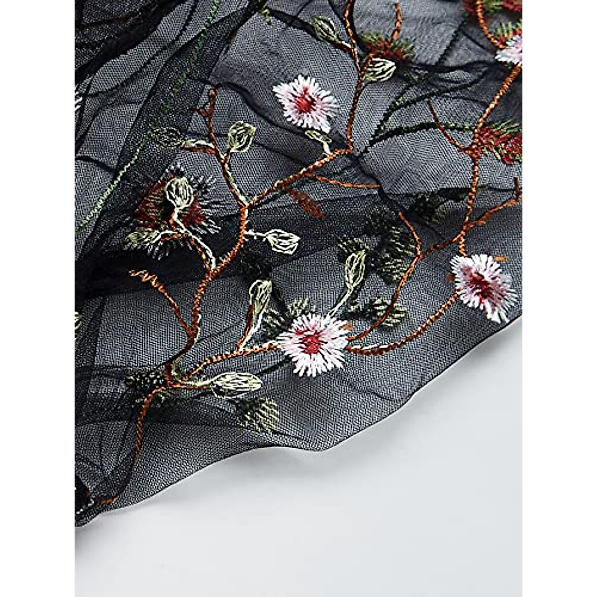 DIDK Women's Mesh Long Sleeve Pullover Tunic Dress Velvet Black XX-Large