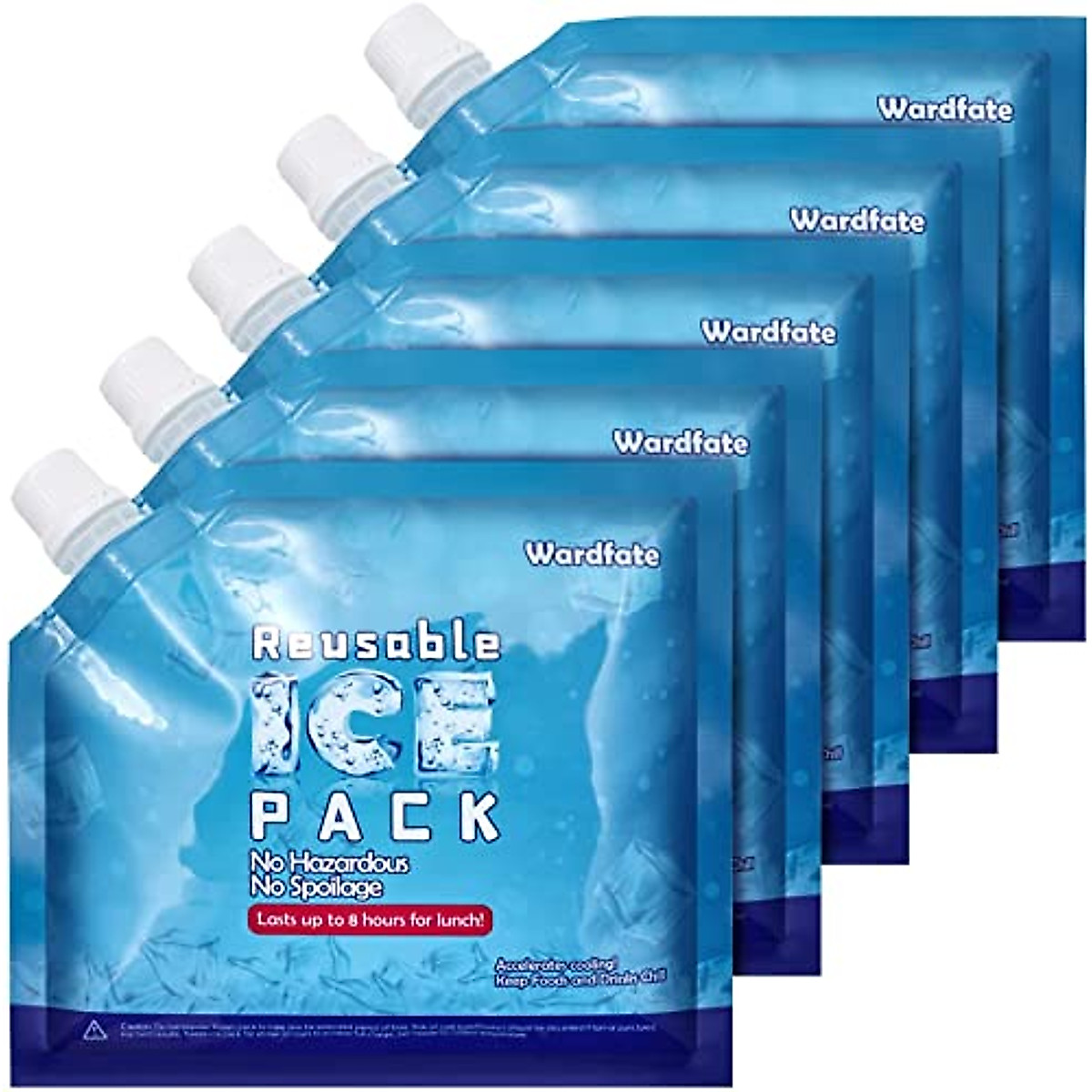 5-Packs Bulk Reusable ice Pack for Cooler Lunch Bags Lunchbox Cooler Backpacks Long Lasting Freezer Packs Cooler Accessories (for Lunchbox 7.5 x 6.5 inch)