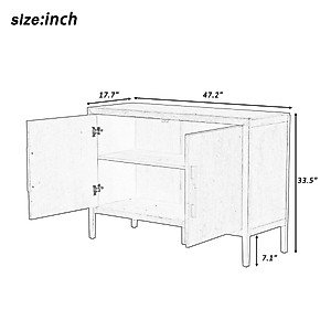 Merax Wood Farmhouse Buffet Sideboard with Metal Handles and 2 Doors, Coffee Bar Storge Cabinet Console Table for Living Room Bedroom Kitchen Hallway Black