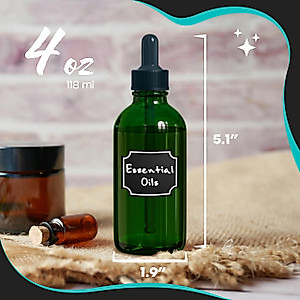 Nevlers 24PK Green 4 Oz Glass Bottles with Dropper | Leakproof Empty Dropper Bottles for Oil Useable as Empty Eye Dropper Bottle, Oil Bottles for Hair, Medicine Dropper Bottle, & Tincture Bottles