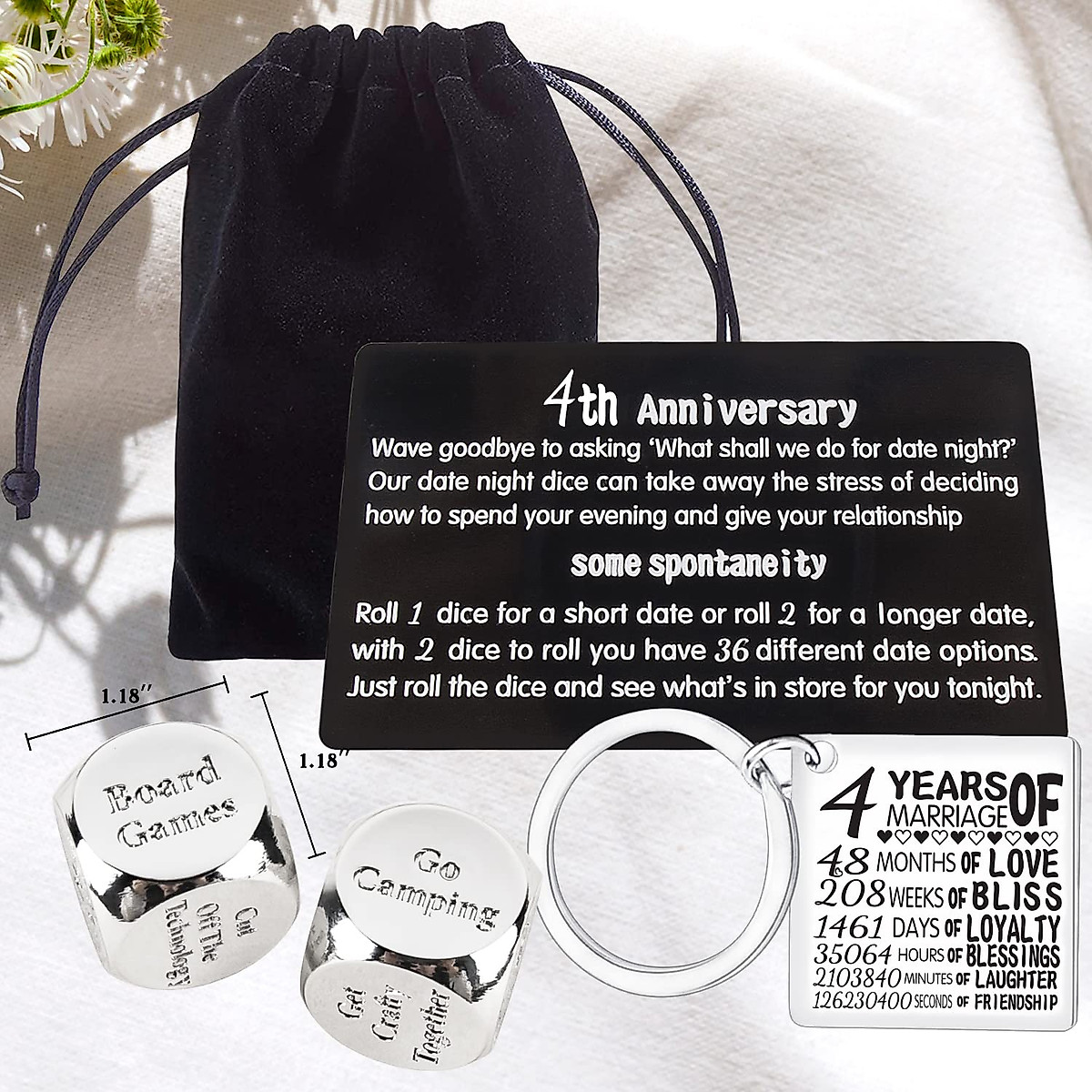 4th Anniversary Dice,4th Wedding Anniversary Dice for Couples,4 Years Anniversary Date Night Dice Gift,4 Years Anniversary for Her,4th Anniversary for Husband,4th Anniversary