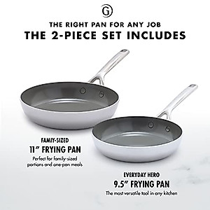 GreenPan GP5 Stainless Steel 5-Ply Healthy Ceramic Nonstick 10" and 12" 2 Piece Frying Pan Skillet Set, Scratch Resistant, Induction, Dishwasher & Oven Safe, PFAS-Free