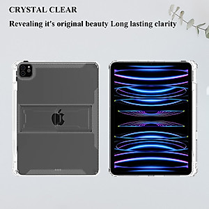 UUcovers Clear Stand Case for iPad Pro 12.9 Inch 6th/5th/4th/3rd Generation (2022/2021/2020/2018) with Pencil Stylus Pen Holder/Kickstand Soft TPU Back Transparent Shockproof Lightweight Cover, Clear