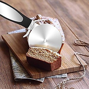 KUFUNG Pizza Cutter Wheel, Super Sharp Pizza Slicer with Non Slip Handle for Pizza, Pies, Waffles and Dough Cookies, Easy to Use and Clean (Silver, 8.3 inch)