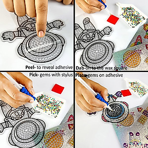 Big Gem Diamond Painting Craft Kit for Kids, Stickers and Suncatchers (Outer Space)