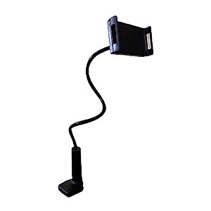 Flexible Phone Holder, Gooseneck Phone Holder for Bed or Desk - Flexible Lazy Long Arm Headboard Bedside 360 Pivoting Mount Clip Adjustable Bracket Clamp Stand, Compatible with Smartphones (Black)