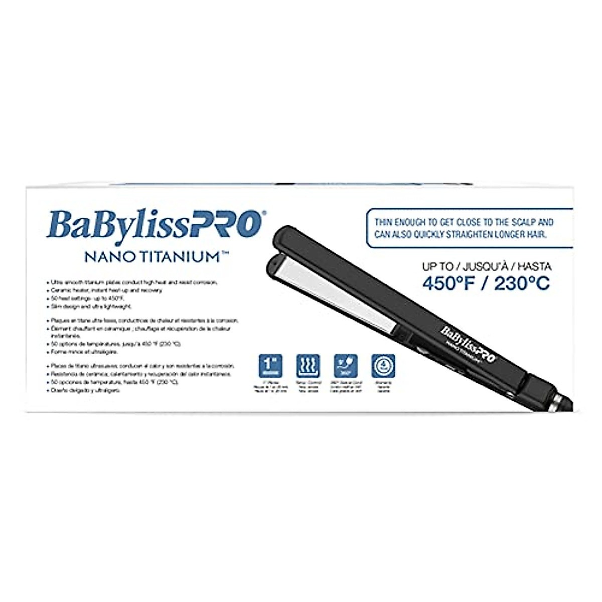 BabylissPRO Nano Titanium 1" Ultra-Sleek Straightener (BLACK)