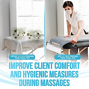 JJ CARE Disposable Massage Table Sheets - 60 Sheets [24" x 390 feet, 1 Roll] - 50% Thicker Perforated Massage Bed Cover, Non-Woven Disposable Roll for Massage Table for Waxing, Facial, Tattoo, & Spa