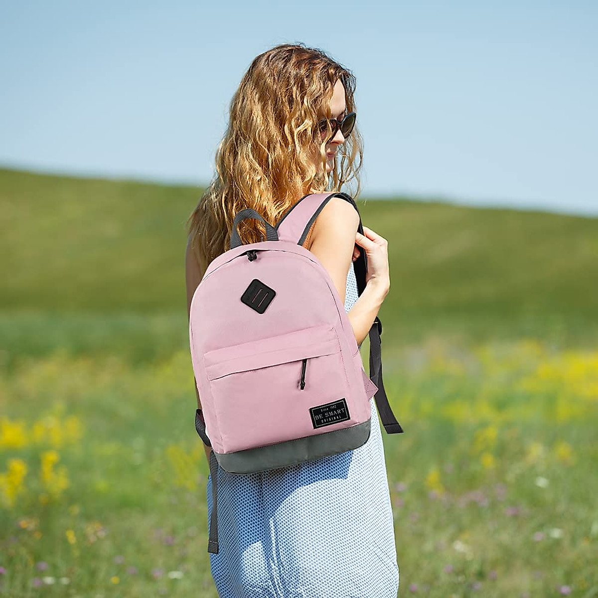 BE SMART Lightweight School Backpack Casual Large Daypack fits 13.5" Laptop, Outdoor Sports Rucksack Kids Book bag for Work,Travel,Daily Use,Mummy bag, suit for Men & Woman,20L