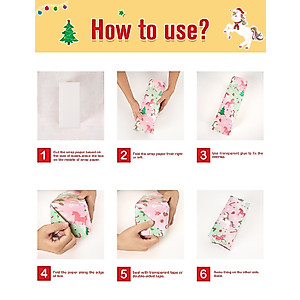 WERNNSAI Christmas Wrapping Paper - 3 Rolls 17” x 120” Christmas Unicorn Wrapping Paper Rolls Christmas Gift Wrap Paper Girls Birthday Wrapping Paper Holiday Wrapping Paper Unicorn Gift Wrap Paper