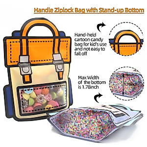 30 Pack Cartoon Backpack Goodie Bags Clear Gift Candy Bags with Handle Small Plastic Ziplock Seal Bags Smell Proof Resealable Packaging Storage Bags Candy Bag Party Favor Birthday Bags(Mixcolor)