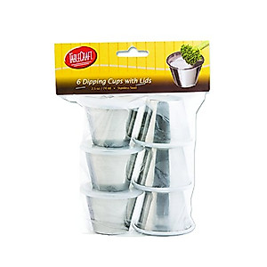 Tablecraft 2.5 oz Dipping Cups with Lids, 2.5-Ounce , 6 Pack, Silver
