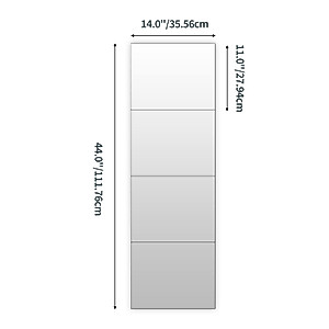 PETAFLOP Full Length Mirror Tiles, 4Pcs 14x11 Inch Glass Full Body Wall Mirror for Home Gym Bedroom Living Room Closet Door Dorm