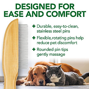 Vet's Best Flea Comb | Real Bamboo with Contour Grip Handle | for Dogs and Cats