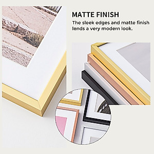 16x20 Metal Picture Frame with 11x14 Mat, Brushed Aluminum Finish, Tempered Glass Front, and Attached Hanging Hardware(Gold, Pack of 1)