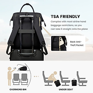 LOVEVOOK Laptop Backpack Purse for Women Waterproof Teacher Nurse Bag, 17.3 inch Work laptop Bag with USB Port, Business Travel Computer Backpack