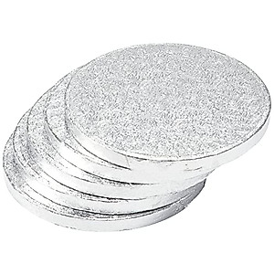 DecoPac Round Cake Drum, Pack of 5, 6", Silver