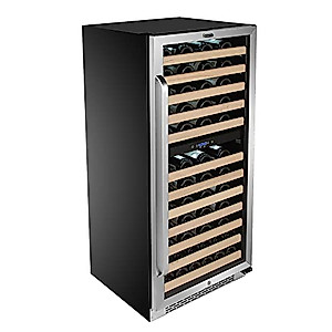 Whynter BWR-0922DZ 92 Built-in or Freestanding Stainless Steel Dual Zone Compressor Large Capacity Wine Refrigerator Rack for Open LED Display, Dark Grey-92 Bottle, Dark Grey